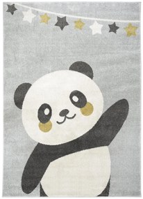 Dětský kusový koberec Emily Kids 5864A Míša Panda Šedý Žlutý Rozměr: 140x190 cm