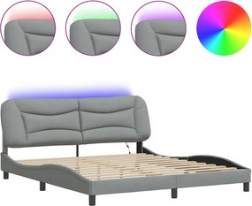 Rám postele s LED bez matrace Hvar Světle šedá 180x200 cm Látka 3213718