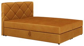 Manželská postel Boxspring 160x200 cm Karum Comfort (hořčicová) (s roštem a matrací). 1056031