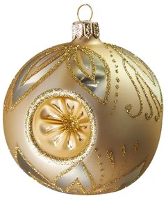 Vánoční koule zlatá píchaná dekor lístky