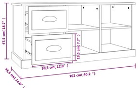 TV skříňka bílá vysoký lesk 102x35,5x47,5 cm kompozitní dřevo - Default Title