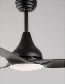 NV 5267302 Stropní ventilátor se světlem SAMOA tělo z oceli matná černá a sklo 3ABS černé listy LED 18W 3000K - NOVA LUCE