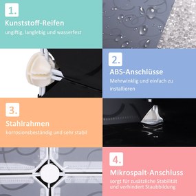 HOMCOM Sada botních boxů 16 kusů, stohovatelný organizér na boty s dveřmi, černá + bílá