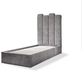 Šedá čalouněná jednolůžková postel s úložným prostorem s roštem 90x200 cm Dreamy Aurora – Miuform