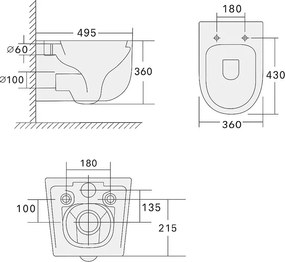 BPS-koupelny Podomítkový modul Geberit DuoFix s WC mísou LE-WH-TR-02 + ovládací tlačítko Delta 01 bílá