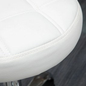 Vinsetto pojízdná stolička Výškově nastavitelná otočná pracovní stolička do kanceláře a salonu, imitace kůže, bílá Ø35,5 x 51-67 cm | Aosom.de