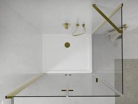 Mexen Lima sprchový kout 70x80cm, 6mm sklo, zlatý profil - čiré sklo + Slim sprchová vanička - 856-070-080-50-00-4010