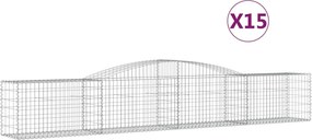Klenuté gabionové koše 15 ks 400x50x60/80 cm pozinkované železo 3146979