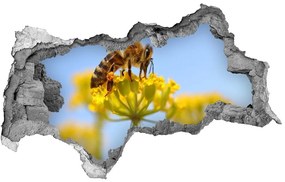 Wallmuralia Samolepící díra Včela na květině 95x73 cm
