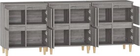 Příborníky 3 ks šedé sonoma 60 x 35 x 70 cm kompozitní dřevo 3185773