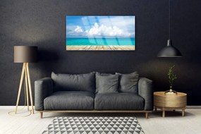 Obraz na skle Moře Mraky Molo Krajina 100x50 cm