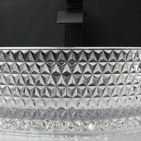 Rea Cristal, skleněné umyvadlo na desku 36x36 cm, čirá, REA-U9670