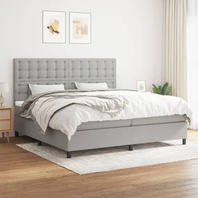 Box spring postel s matrací světle šedá 200 x 200 cm textil 3142121