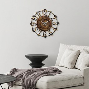 Wallexpert Dekorativní kovové nástěnné hodiny Metal Wall Clock 15 - 1, Vícebarevná