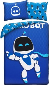Ložní povlečení z mikrovlákna Astro Bot – motiv Galactic Blue - 70x90 cm + 140x200 cm