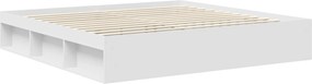 Rám postele s čelo Bílá 200 x 200 cm Masivní borové dřevo 3412853
