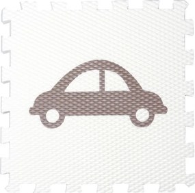 Vylen Pěnové podlahové puzzle Minideckfloor s autem Hnědý s bílým autem 340 x 340 mm
