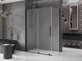 Mexen Velar, sprchový kout s posuvnými dveřmi 130 x 70 cm, 8mm sklo námraza, černá matná, 871-130-070-31-70