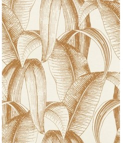Vliesová tapeta palmové, fíkusové listy - hnědá, béžová  867978 / Tapety na zeď Symphony (0,53 x 10,05 m) Rasch