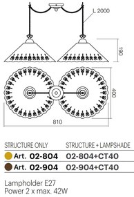 Incanti Rustikální závěsné svítidlo Lea, ø 40 cm, 2 x E27 Barva: Mosaz