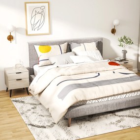 HOMCOM Sada 2 Nočních Stolků, Moderní Nordic Styl, Noční Stolek s Dvoubarevným Šuplíkem, Masivní Dřevěné Nohy, do Ložnice, Obývacího Pokoje, Dubový E…