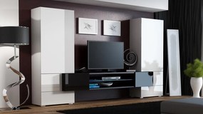 Moderní obývací stěna Diego, bílá s černým TV stolkem