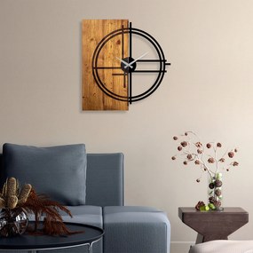 Wallexpert Dekorativní nástěnné dřevěné hodiny Wooden Clock 38, Světlý Ořech, Černá