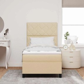 Postel s boxspringem s čelo Krémová 90 x 190 cm textil 3339432