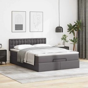 Osmanský rám postele s matrací šedá 140x190cm umělá kůže 3311306