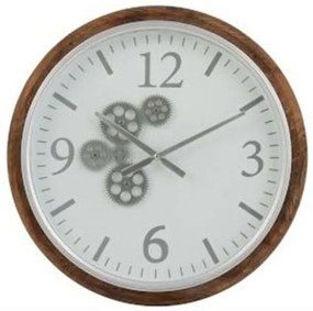 Nástěnné hodiny s dřevěným rámem a ozubenými kolečky Laudine S - Ø 52*7 cm