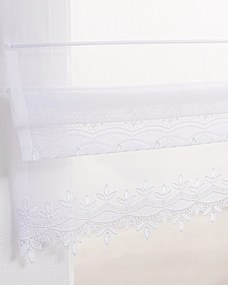 Římská roleta voálová Modena barva bílá látka poloprůhledná, pletený vzor, vzorované