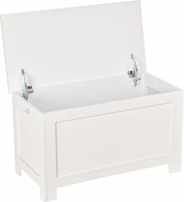 HOMCOM Úložná truhla do ložnice s víkem, víceúčelová truhla s bezpečnostním kloubem pro chodbu či obývací pokoj 81x40x46 cm Bílá | Aosom