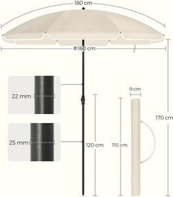 Slunečník SOLARA, Ø160 cm, béžová SongmicsHome