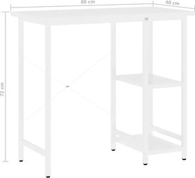 PC stůl bílý 80 x 40 x 72 cm MDF a kov 20555