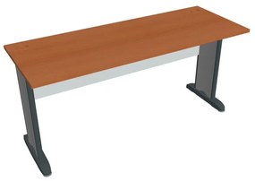 Stůl pracovní rovný 160 cm hl. 60 cm - Hobis Cross CE 1600 Dekor stolové desky: třešeň, Dekor lamino podnože: šedá, Barva nohou: černá