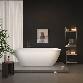 Erga Kaia, volně stojící vana 160x75 cm + odtoková zátka, bílá lesklá, ERG-Kaia-160075-WH-WH