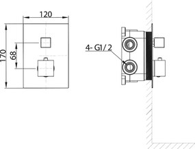 Sapho Latus sprchová baterie podomítková termostatická box 2 výstupy černá matná 1102-32B