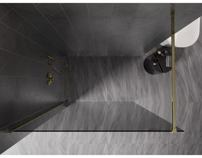 Mexen Kioto-X, sprchová zástěna 160 x 200 cm, 10mm šedé sklo, zlatý lesklý profil, 800-160-101-50-40-X
