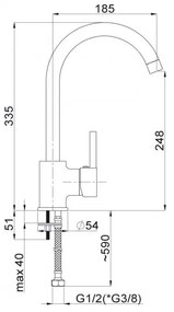 Rubineta Dřezová baterie ULTRA-33 Chrom OLBAU33