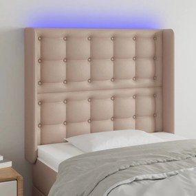 Čelo postele s LED cappuccino 83 x 16 x 118/128 cm umělá kůže 3124125