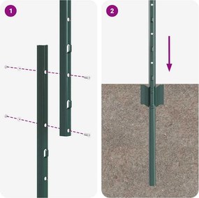 Zabudovaný plotový sloupek 44 ks Zelená 140 cm 3335919