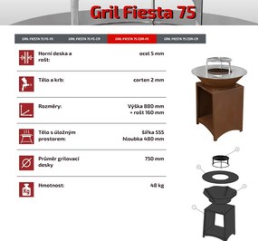 PRO-TERMO Grilovací ohniště FIESTA COR-CR 75 - Hnědé