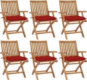 vidaXL Skládací zahradní židle s poduškami 6 ks masivní teak [3072765] Barva: antracitová