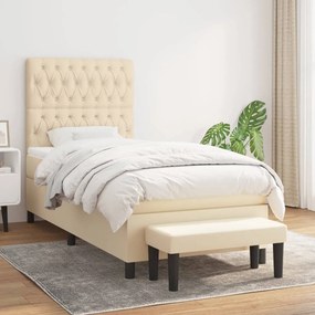 Box spring postel s matrací krémová 90x200 cm textil 3136810