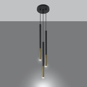 Sollux Lighting Závěsné svítidlo MOZAICA 3P černé/zlaté