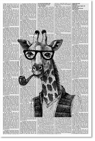 Gario Obraz na plátně Žirafa s dýmkou - novinový článek Rozměry: 40 x 60 cm