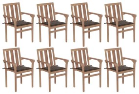 Stohovatelné zahradní židle s poduškami 8 ks masivní teak,  3073441