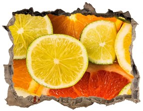 Wallmuralia Nálepka 3D díra na zeď Citrusové ovoce 95x64 cm