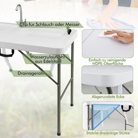 Costway Fish Cleaning Table Skládací stůl na filetování, bílý