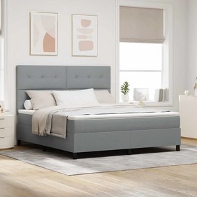 Postel s boxspringem s čelo Světle šedá 180 x 200 cm textil 3339406
